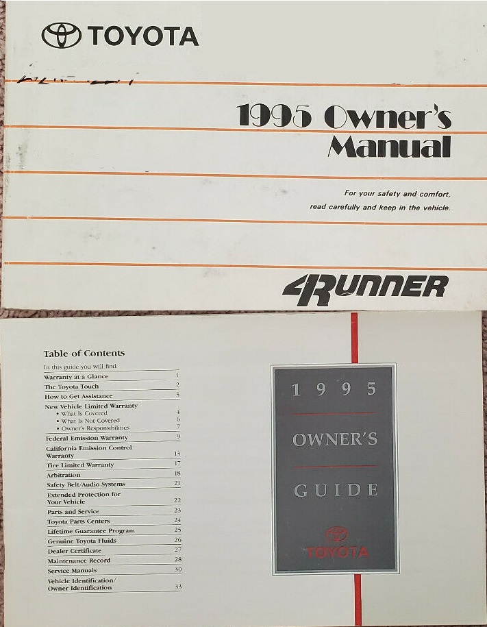 1995 Toyota 4Runner Owner's Manual Set